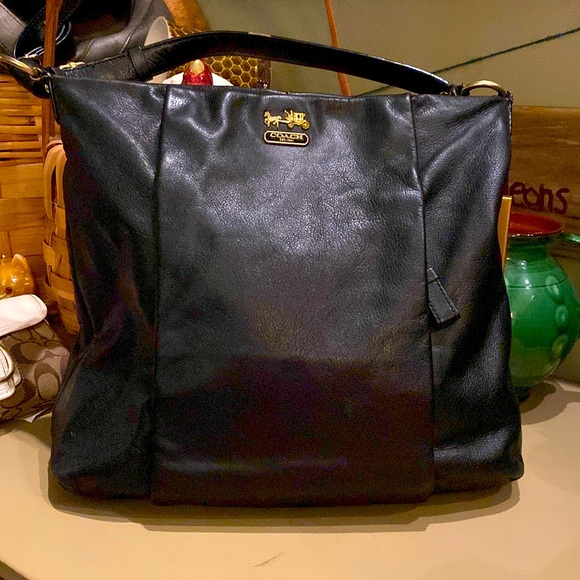 Coach | Bags | Coach Madison Isabelle Pebbled Black Leather Shoulder ...
